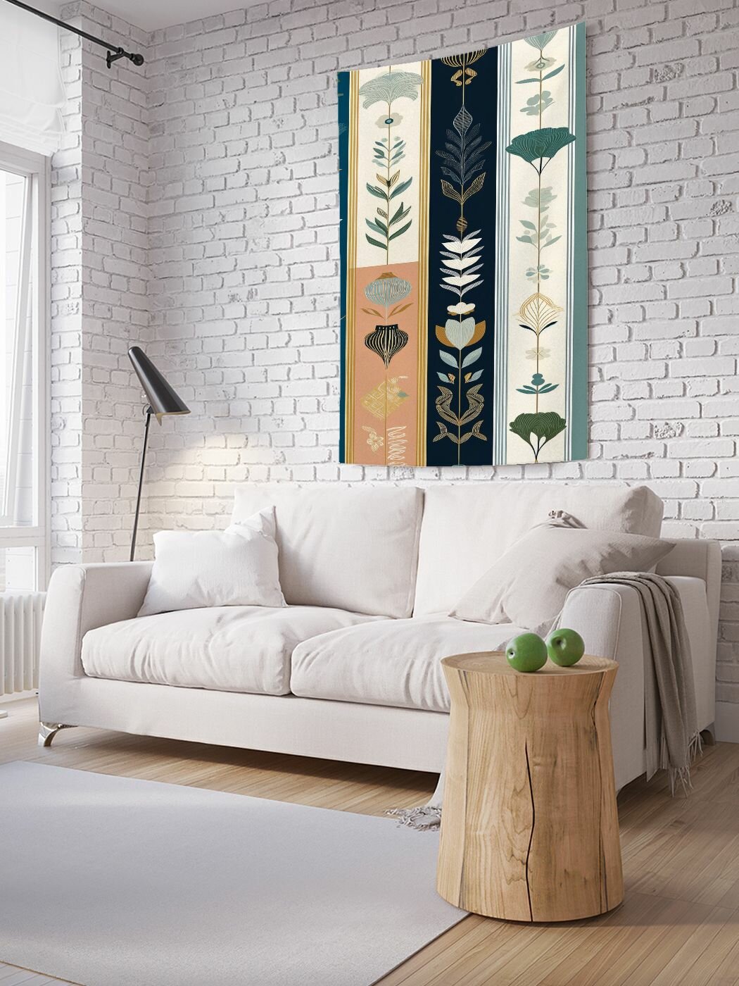 Фотопанно на стену вертикальный из ткани постер 100х150 "Цветочные обои", JoyArty