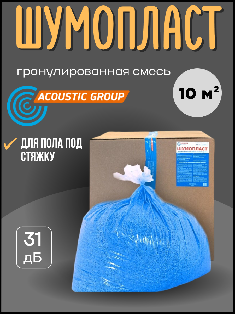 Звукоизоляционный материал AcousticGroup "Шумопласт", 16,5кг, 10кв. м, полистирол, акрил, каучук