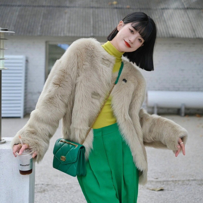 Зимняя импортная шуба из тосканского меха 2025 года, женская, из искусственного меха лисы, шуба средней длины для молодых женщин