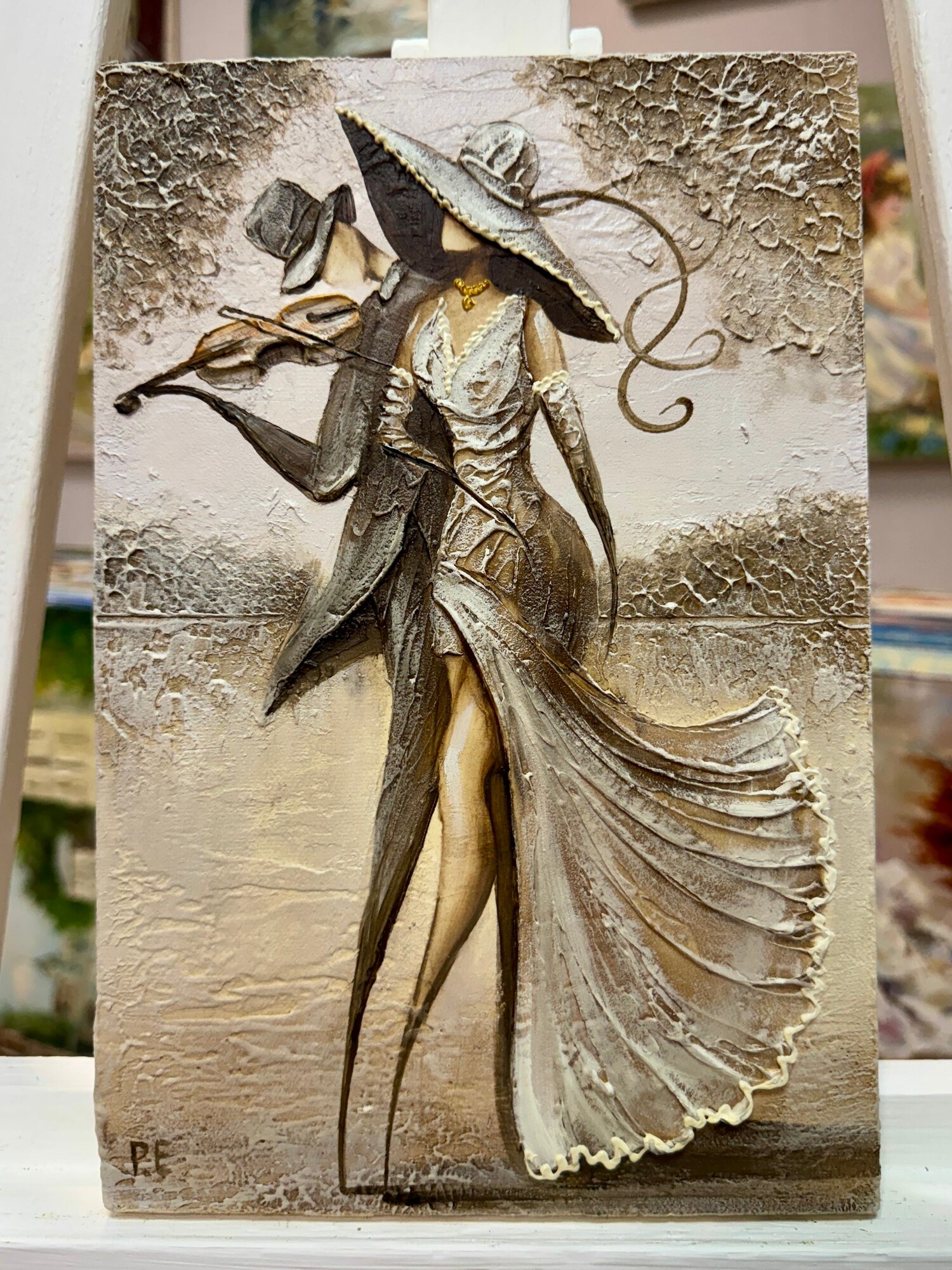 Картина маслом фактурная Романтическая пара20х30 см. 100% ручная работа. Художественная мастерская Грёзы.