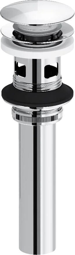 Донный клапан для раковины Damixa Option 210610000 с переливом, хром, глянцевый, с системой клик-клак, из нержавеющей стали