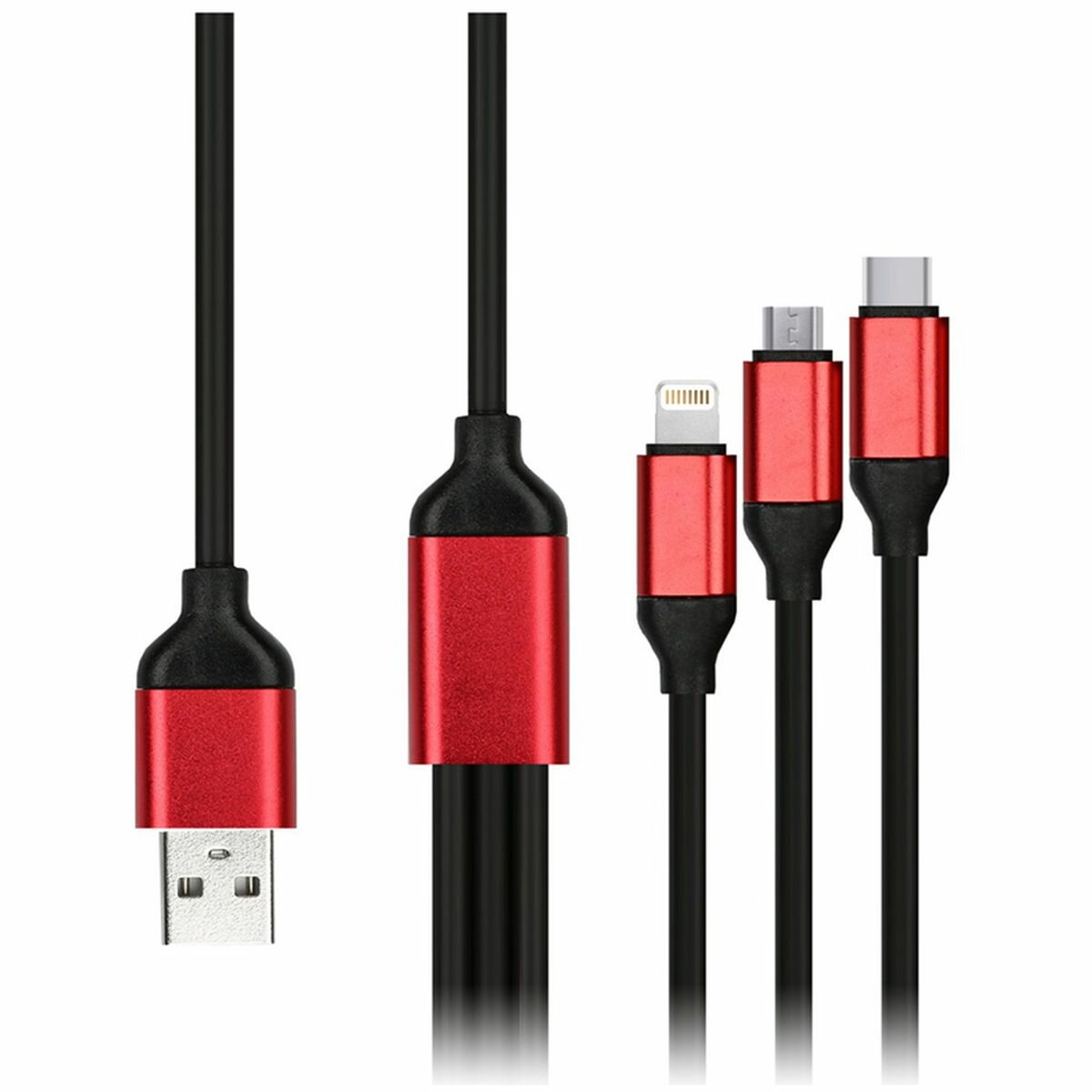 Кабель USB2.0 SmartBuy 3-в-1, USB-A - micro-USB/Lightning/Type-C, 1.2м, черный (iK-312QBOMB black)