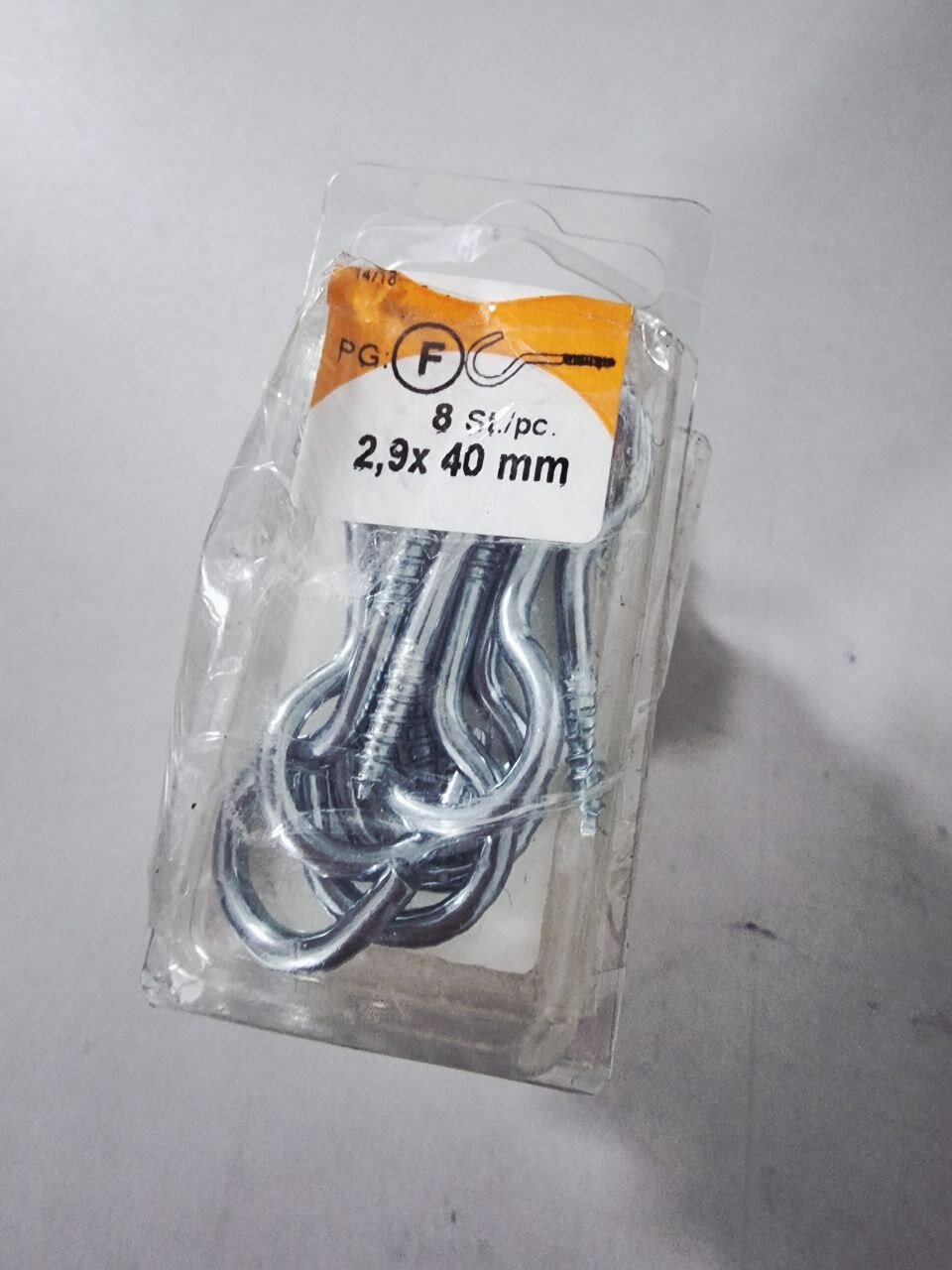 Шуруп крюк крепежный полукольцо 2,9*40 (1уп-8 шт*6 упк) HSI, Германия