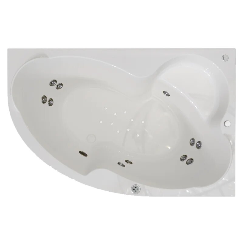 Акриловая ванна Radomir Ирма Терапия 149x96, с каркасом, с экраном, угловая, правая, пристенная, белая, глянцевая, асимметричная, с сиденьем, с гидромассажем, антискользящее покрытие