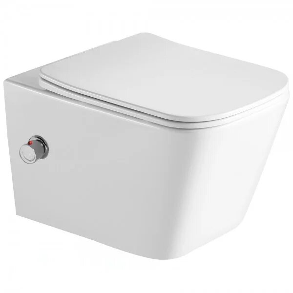 Унитаз подвесной SantiLine SL-5007T-SM/BD со смесителем и биде, белый