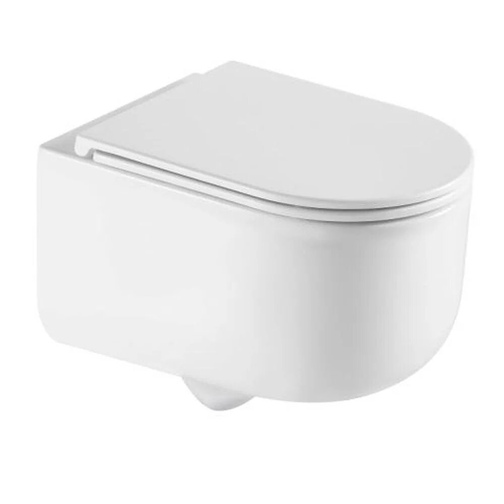 Унитаз подвесной AQUAme AQM2013PRO с микролифтом, безободковый, без бачка, фаянсовый, белый, глянцевый, сиденье для унитаза в комплекте