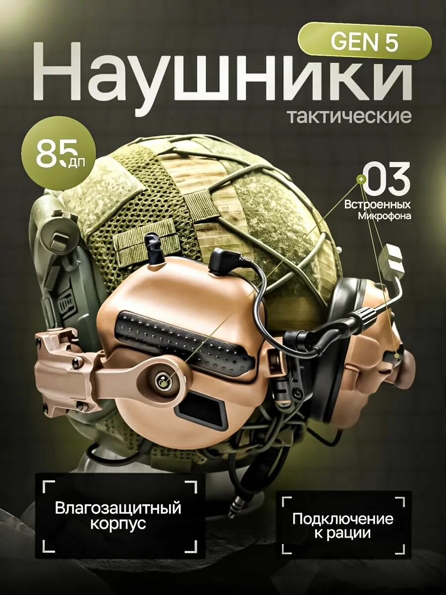 Шумопоглощающие защитные стрелковые наушники Gen5 активные на шлем