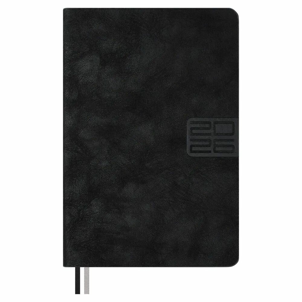 Ежедневник датированный 2026 ESCALADA А6+ 176л в твёрдом переплёте из экокожи с вырубкой блока по месяцам с цитатами