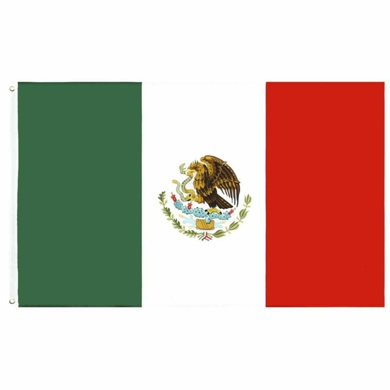 Флаг Мексики 3x5 фута, 150D полиэстер, для помещений и улицы, яркие цвета, повышенная прочность