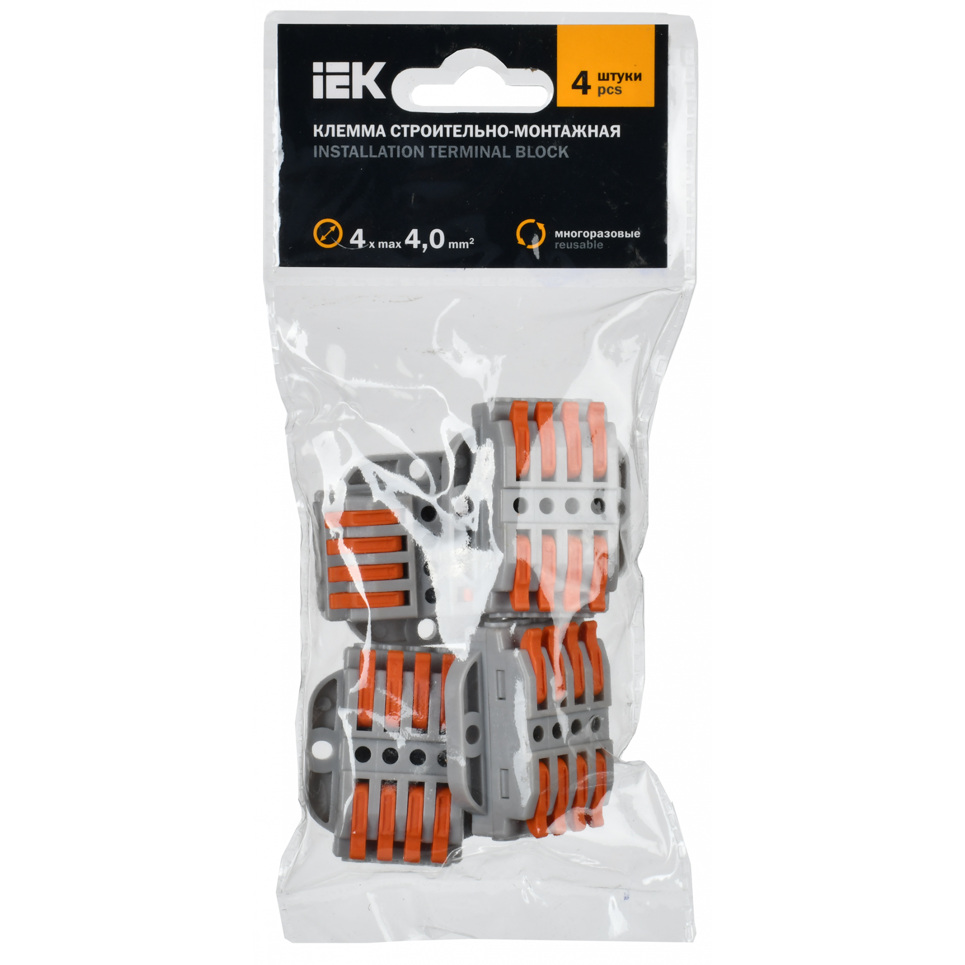 Строительно-монтажная клемма СМК 222-4144P проходная с площадкой (4шт/упак), IEK UKZ20-4144P-004 (1 упак)