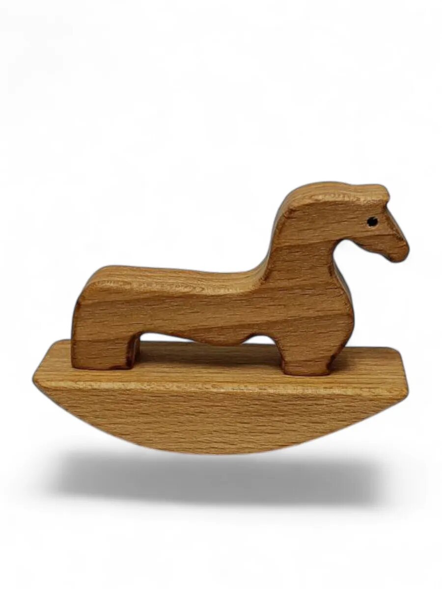 Игрушка лошадка-качалка "Наследие", ручная работа, из дерева, коричневая, 5,5 см х 8,5 см