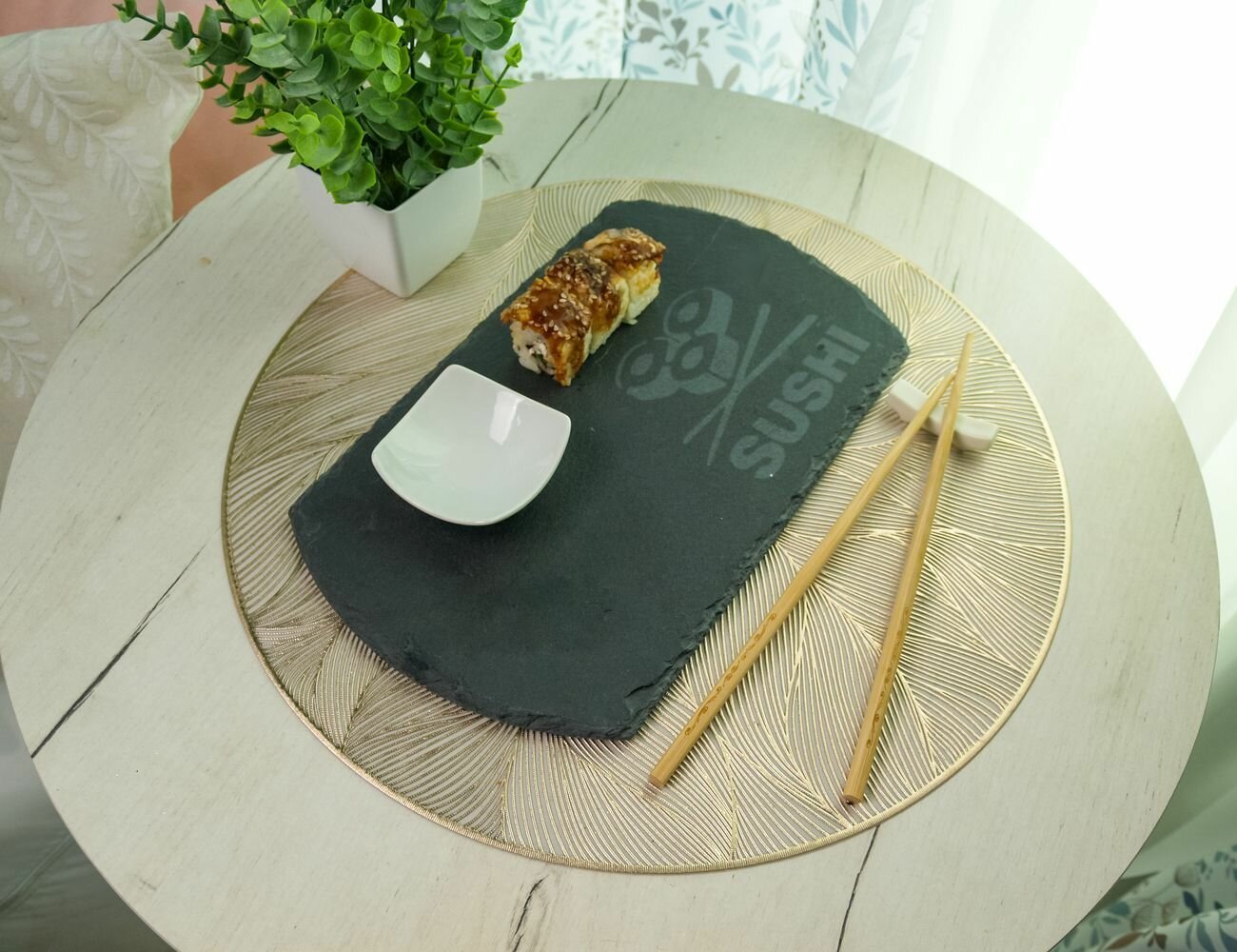 Набор для суши и роллов магия камня, 4 предмета, сланец, Koopman International 210000220