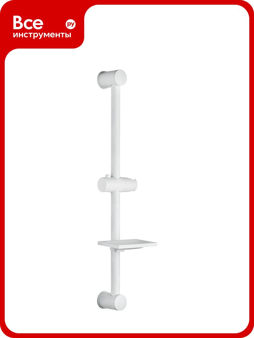 Стойка для душа Melodia della vita LUXE Ringo d25, L620 c мыльницей, белая