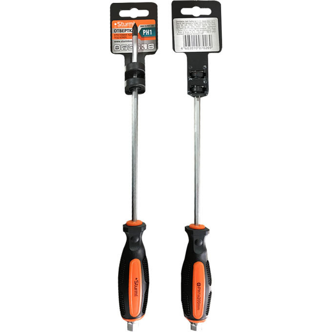 Отвертка крестовая STURM 1040-15-PH1-200 Длина - 200 мм Тип шлица - PH1