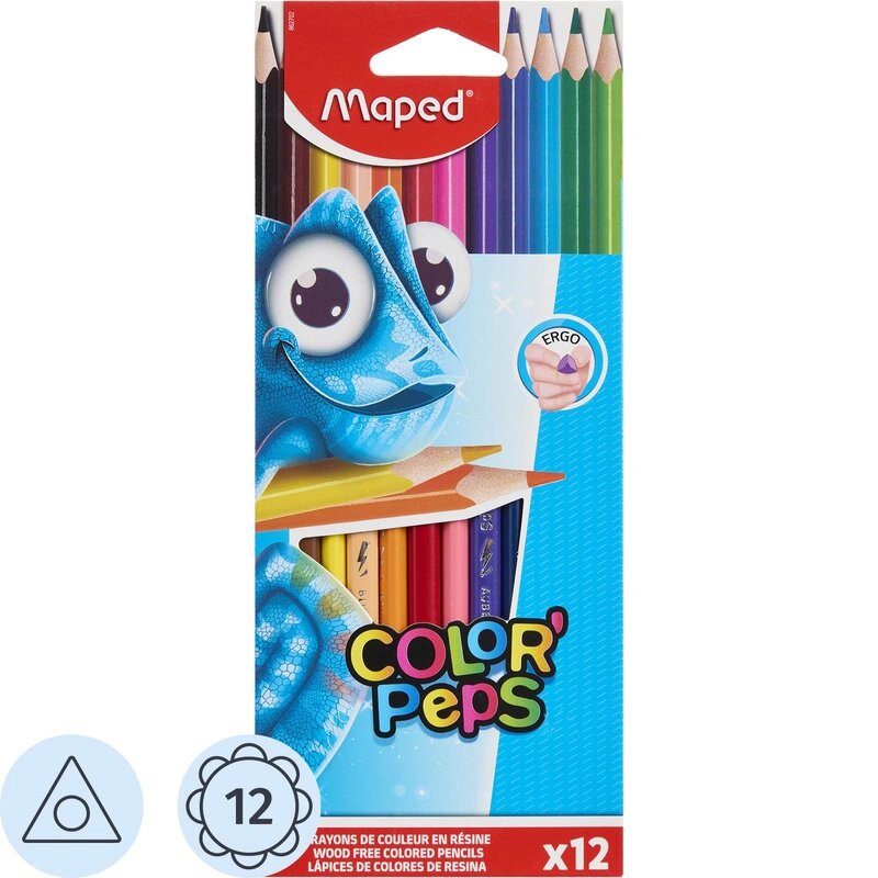 Карандаши цветные Maped COLOR'PEPS трехгранные, пластик,12цв/наб,862702