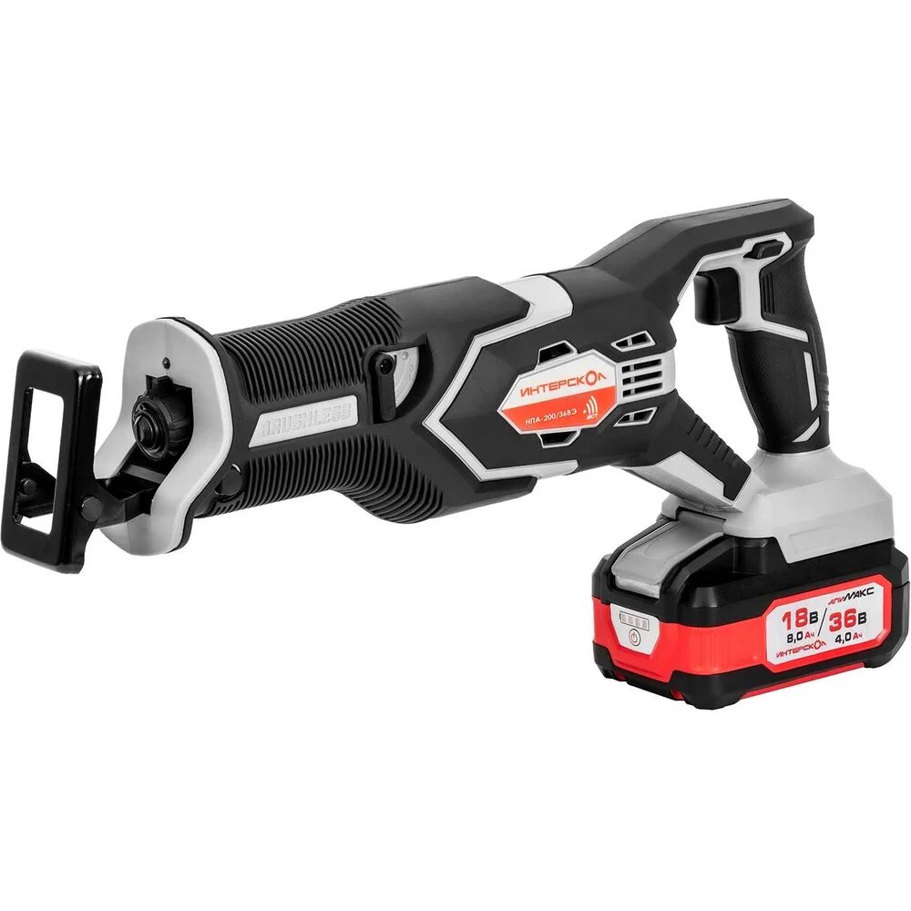 Бесщеточная аккумуляторная ножовочная пила Интерскол НПА-200/36ВЭ Li-ion АПИ (кейс, 2 аккум. 2,0Ач, ЗУ) 818.2.2.70