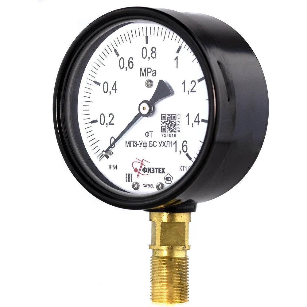 Физтех Манометр пылевлагозащищенный МП3-Уф 0-1,6 МПа кт.1,0 d.100 IP54 M20_1,5 РШ БС УХЛ1 4687205628091