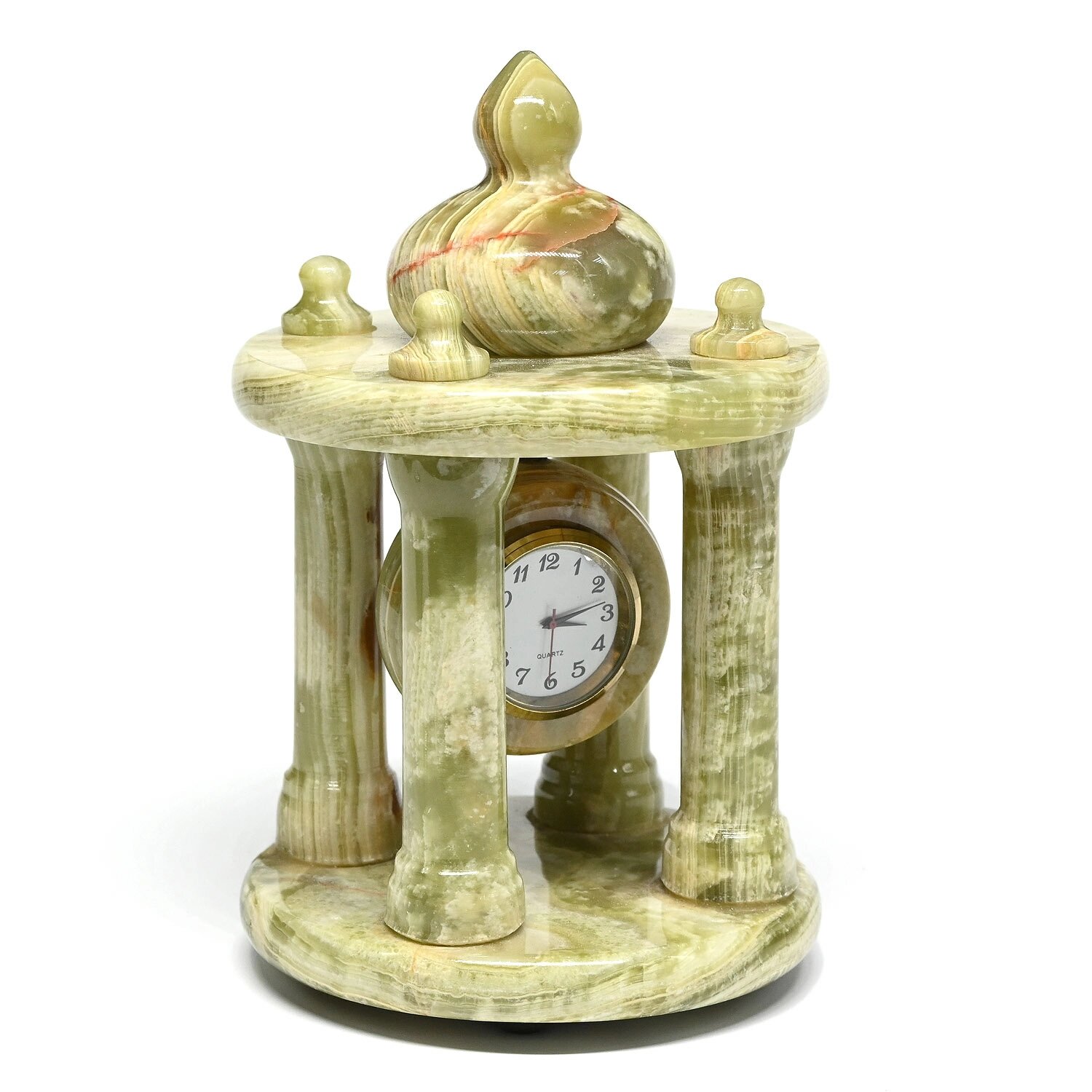 Часы каминные из оникса "Беседка" 100*100*160мм .