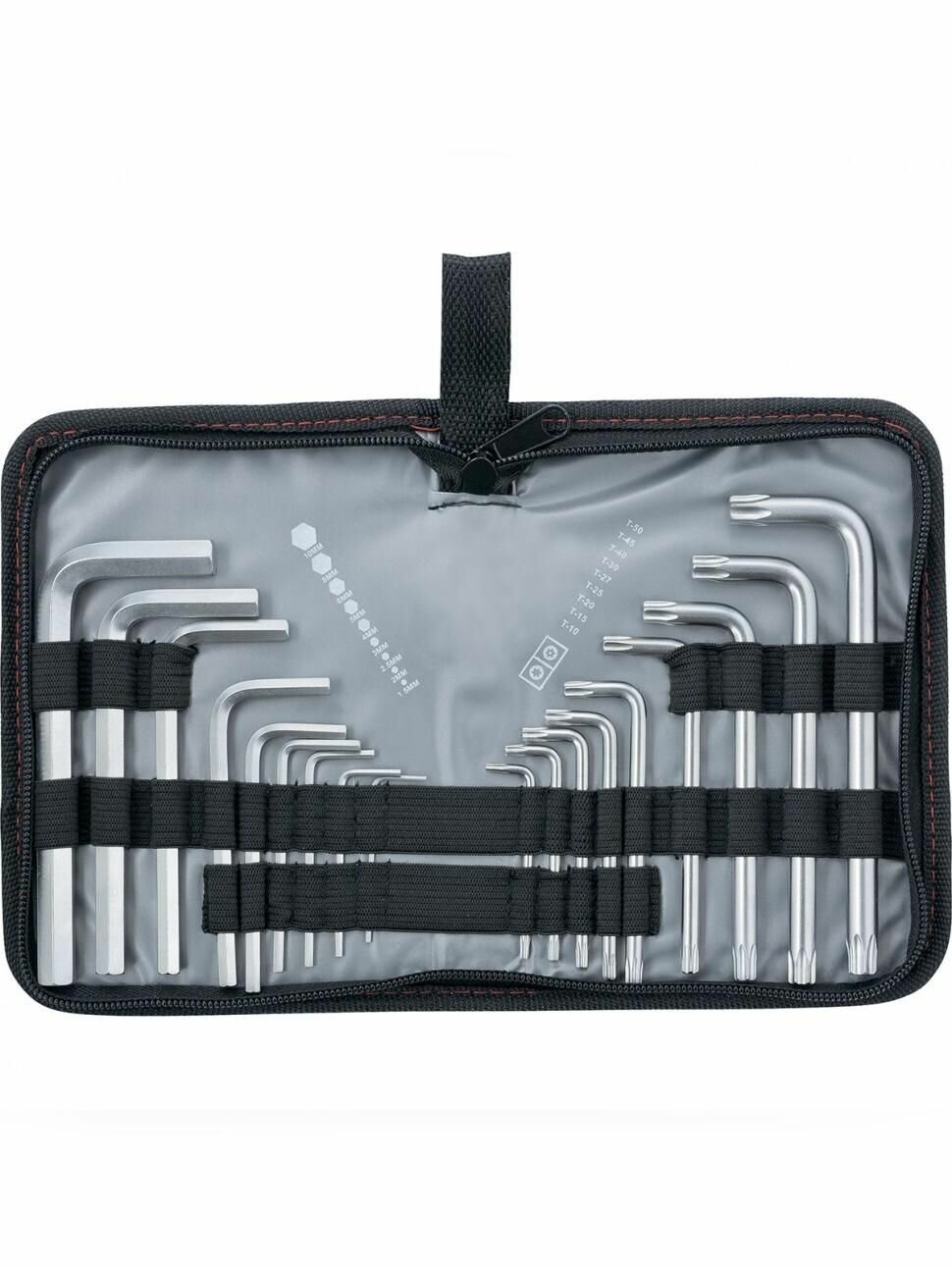 Набор ключей имбусовых HEX-Torx , 18 шт: HEX 1.5-10 мм, T10-T50, CrV, коротких, с сатиновым покрытием Matrix 12314