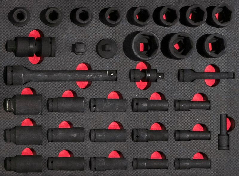 Ложемент с инструментами, усиленные торцевые головки 1, 2 и 3, 4 дюйма, 4-й ящик тележки GRANDMASTER, IZELTAS, 13000005597