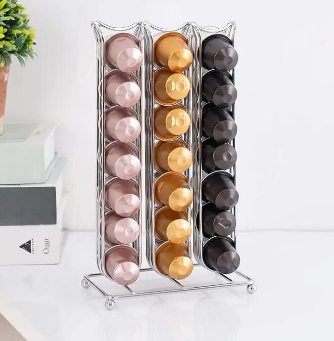 Держатель для кофейных капсул, черный, золотой, серебристый, для 42, кофейных капсул Nespresso, диспенсер для капсул, держатель для капсул, подставка для капсул, кухня, Silver