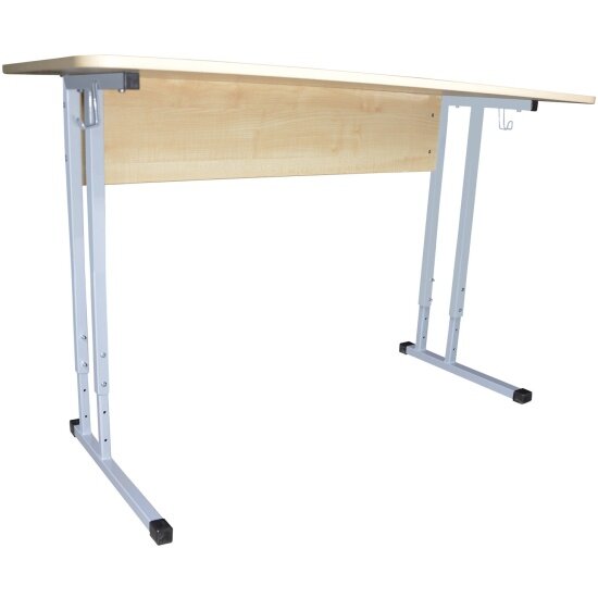 Стол-парта Focusnic 2-местный регулируемый "Умник", 1200х500х640-760 мм, рост 4-6, серый каркас, ЛДСП клён