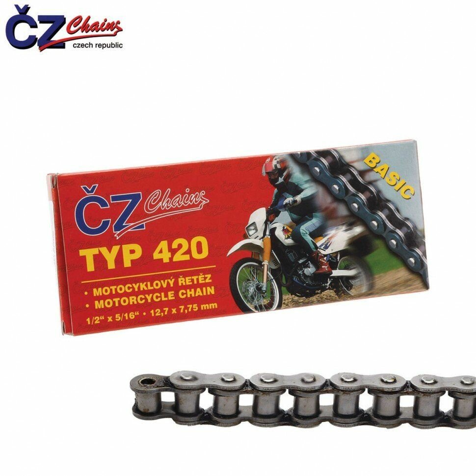Цепь для мотоцикла, питбайка, мопеда CZ Chains 420 Basic - 120зв
