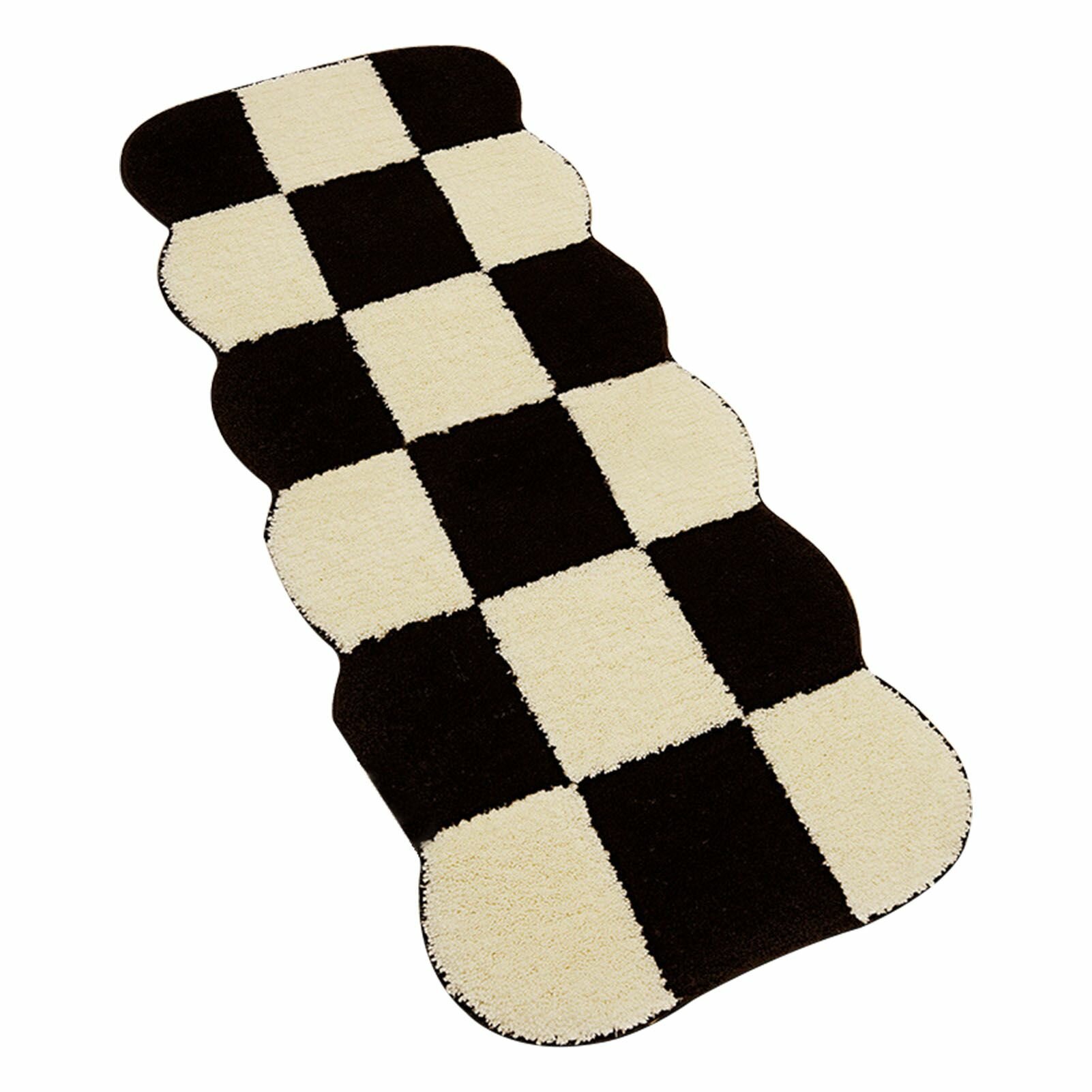 Коврик-раннер черно-белый клетчатый винтажный стиль с водопоглощающим и стойким к пятнам покрытием для дома 40х120см