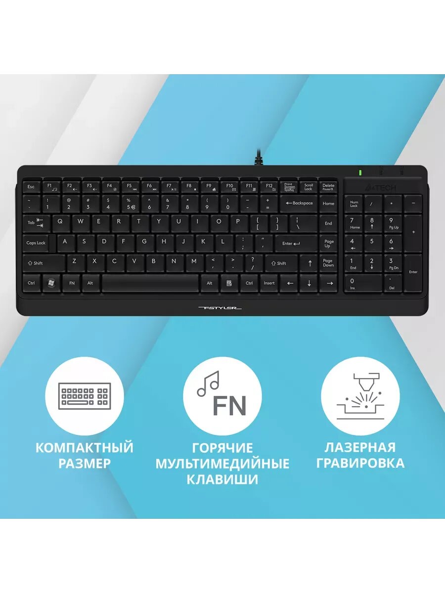 Клавиатура Fstyler FK15 черный USB (FK15 BLACK)