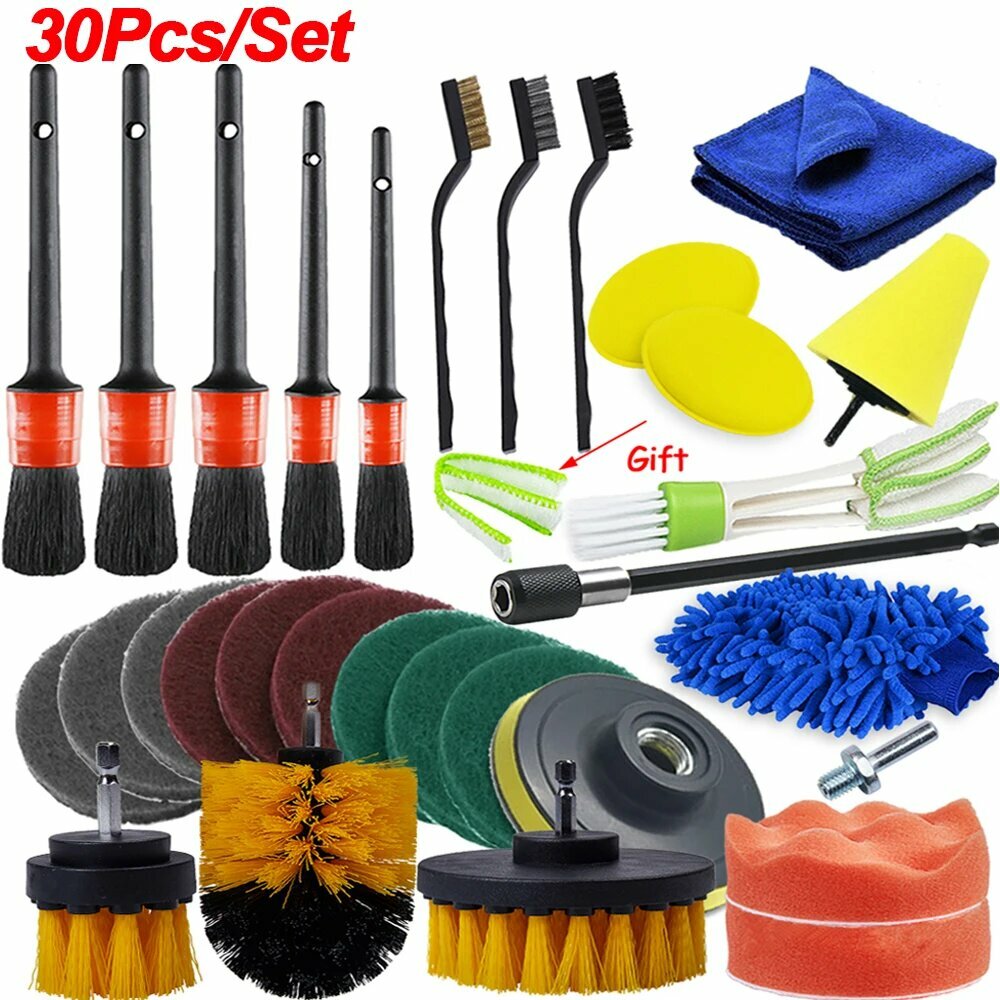 Щетка для детейлинга автомобиля, Набор Щеток Для детейлинга, Набор Щеток Для детейлинга автомобиля, вентиляционных отверстий, колесного обода, пенополировки автомобиля, щетка для чистки автомобиля, Красный