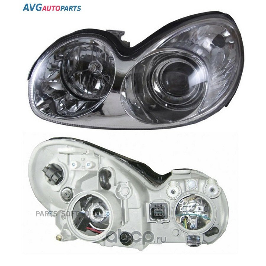 Фара электрорегулировка 02-05 (ТаГаз 04-12) левая AVG от официального дистрибьютора, AVG, артикул 31680123
