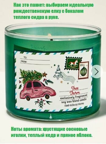 Bath and Body Works свеча ароматическая с 3-мя фитилями Tree Farm (411 грамм)