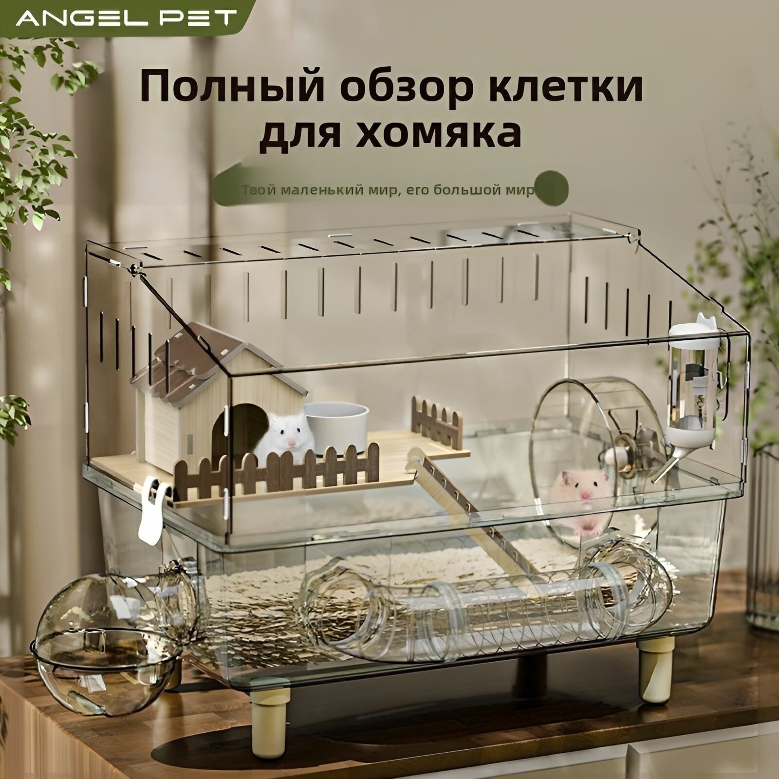 Акриловая клетка для хомяков премиум-класса Просторный домик с прозрачными стенками