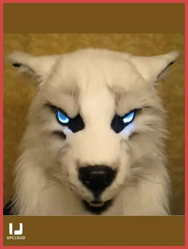 Маска головы животных/белый волк/глаза светятся белым волком