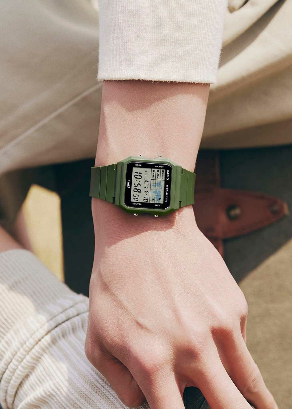 Наручные часы CASIO, черный, зеленый, серый — фото 1