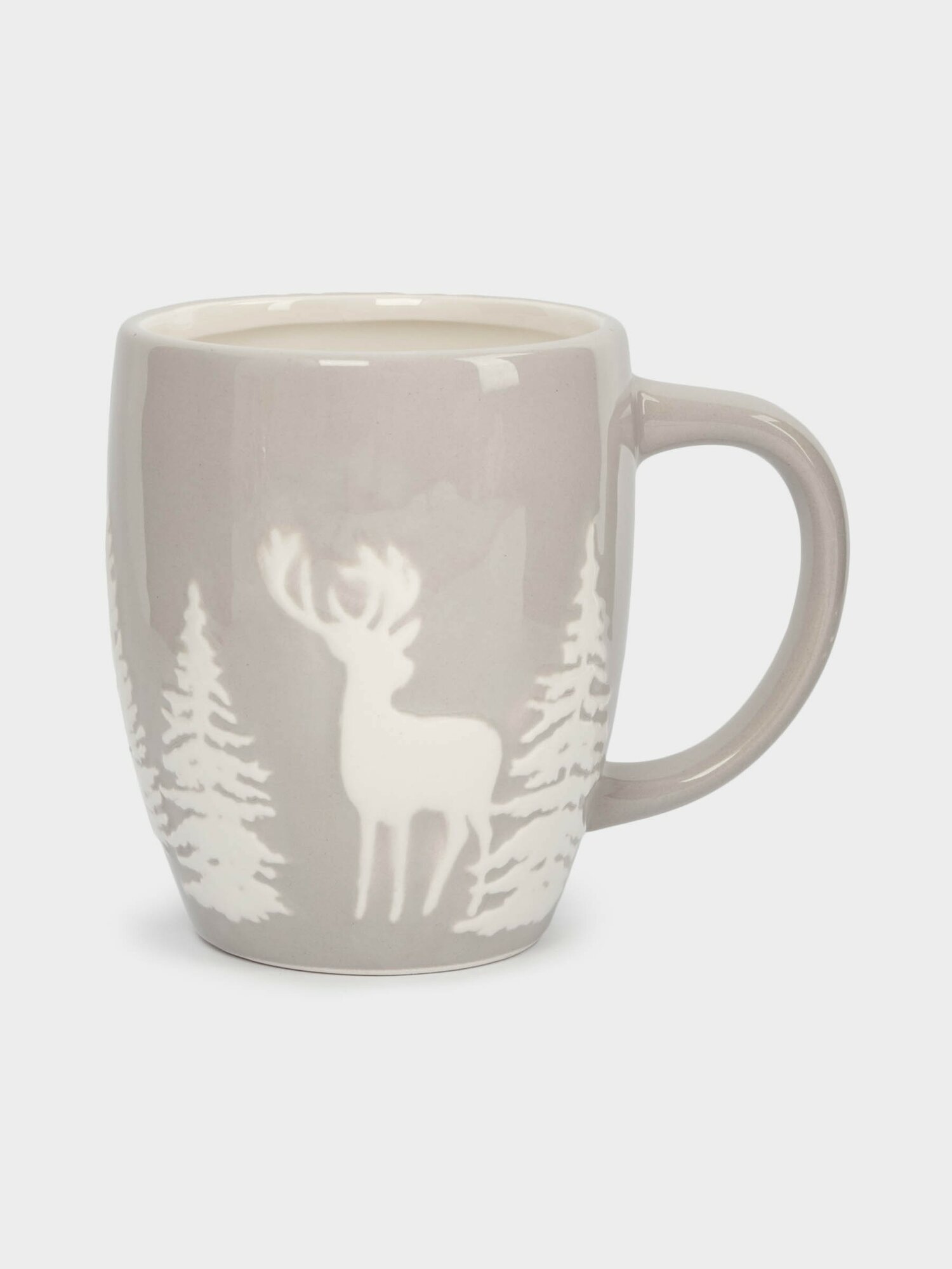 Кружка, 360 мл, керамика, серо-белая, Олень в лесу, Maral grey (Anna Lafarg)