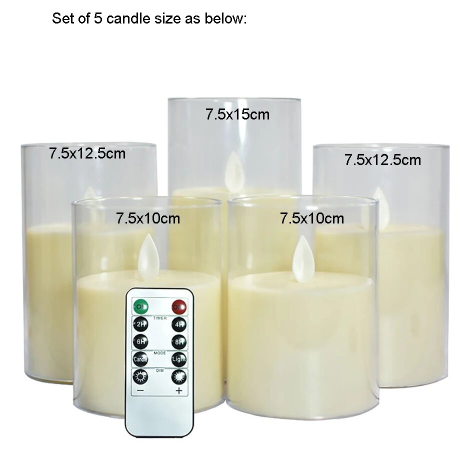 Электрические светодиодные беспламенные свечи, на батарейках, дистанционная свеча с движущимся пламенем, рождественская свеча, товары для новогодней вечеринки, set of 5 candles