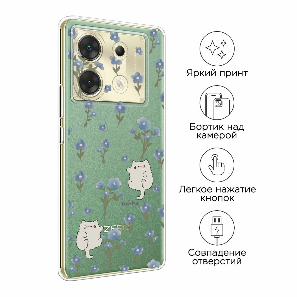 Чехол на Infinix Zero 30 5G / Инфиникс Зеро 30 5G с принтом "Gentle cats", прозрачный — фото 1