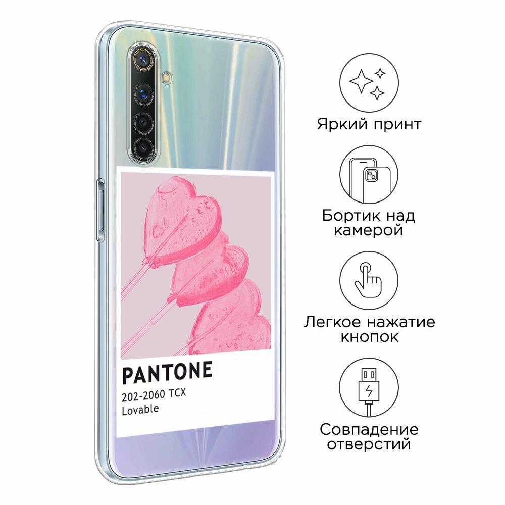 Чехол на Realme 6 / Реалми 6 с принтом "Pantone Lovable 2 - 14 февраля", прозрачный — фото 1