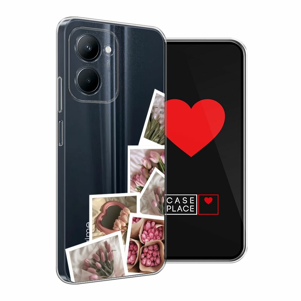 Чехол на Realme C33 / Реалми С33 с принтом "Весенние фото - 8 марта", прозрачный — фото 1