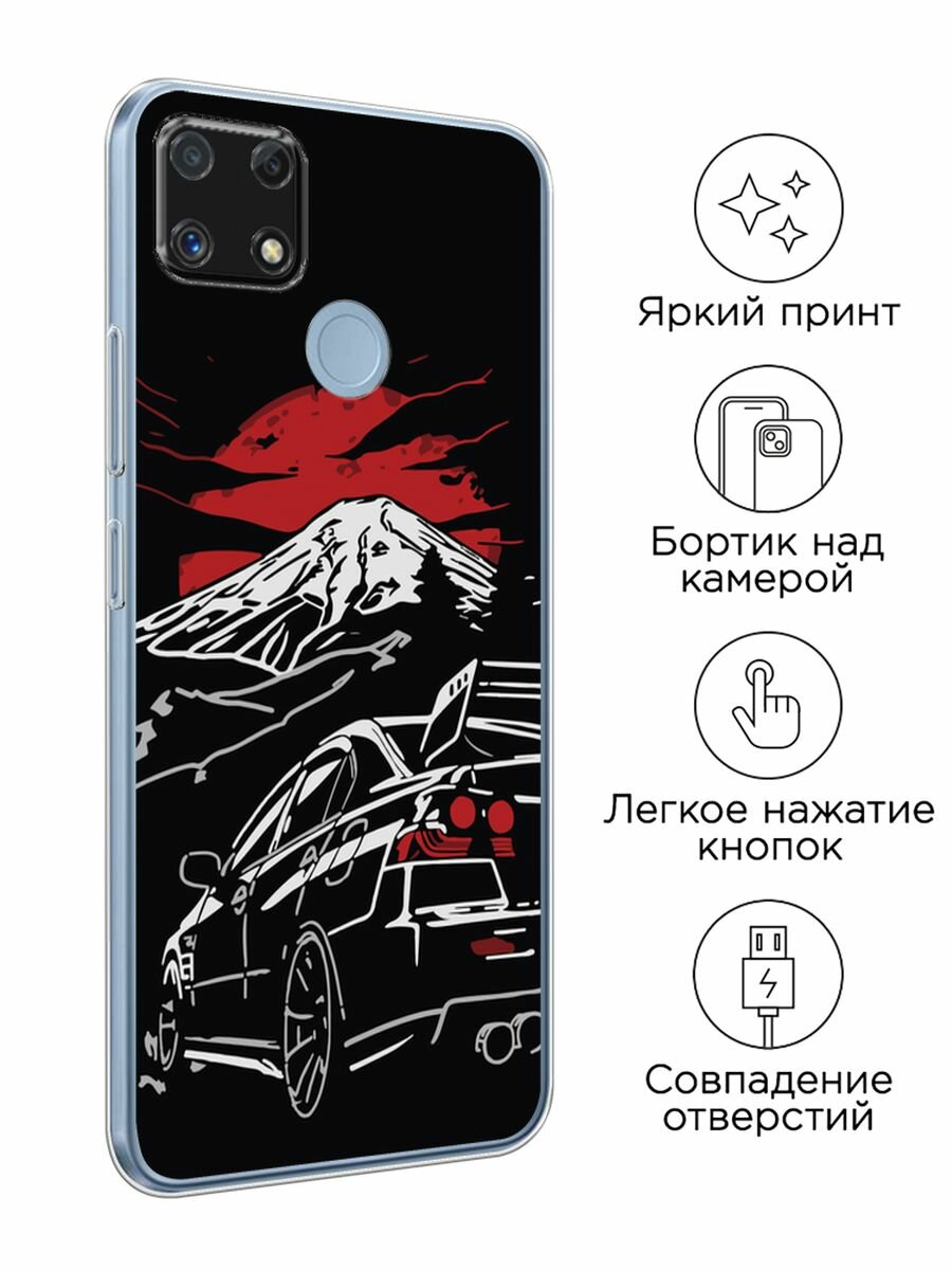 Чехол на Realme C25/C25s / Реалми С25/C25s с принтом "Машина в горах JDM" — фото 1