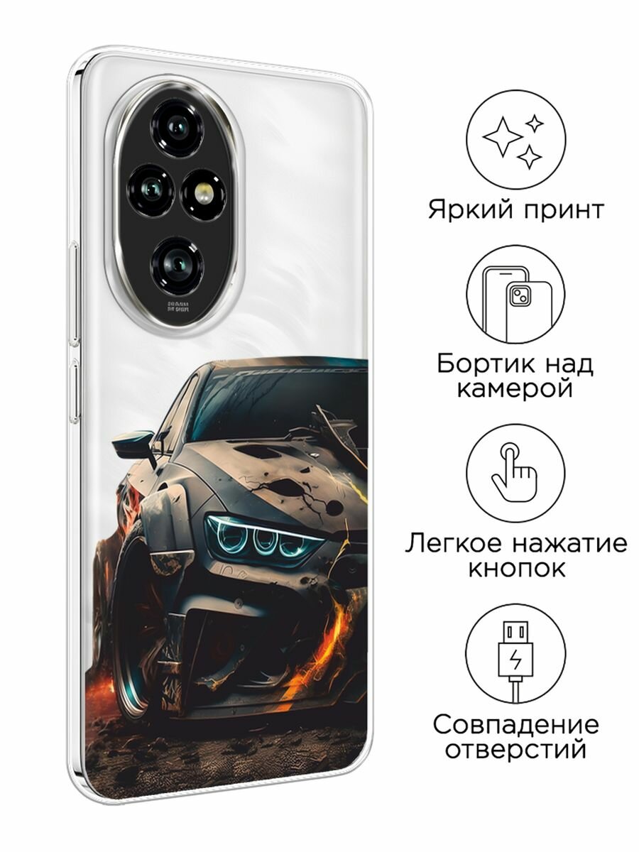 Чехол на Honor 200 Pro / Хонор 200 Про с принтом "На износ", прозрачный — фото 1