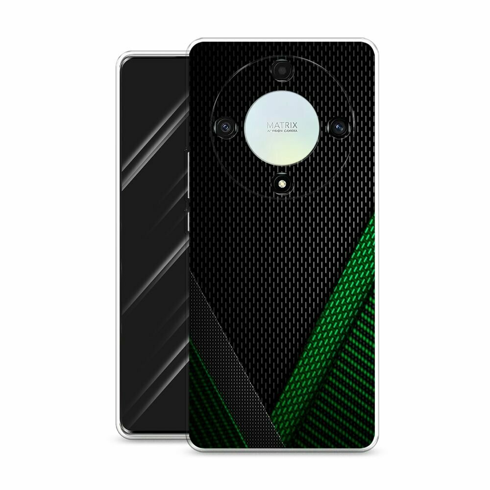 Силиконовый чехол на Honor X9A / Хонор X9A с принтом "Зеленый карбон" — фото 1