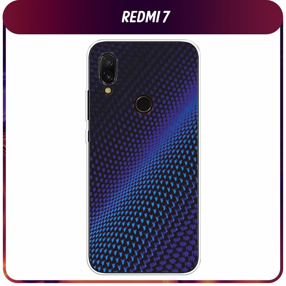 Чехол на Xiaomi Redmi 7 / Сяоми Редми 7 с принтом "Синий карбон"