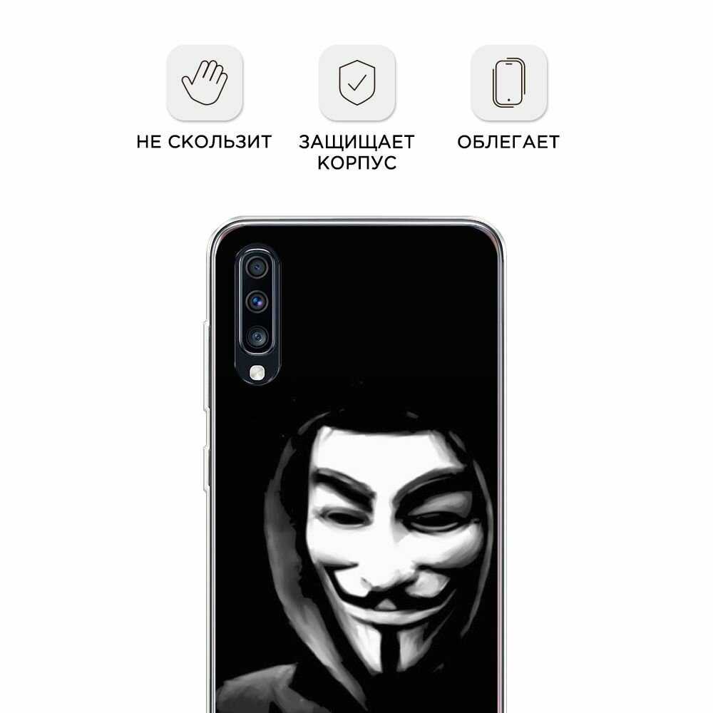 Чехол на Samsung Galaxy A70 / Самсунг Галакси А70 с принтом "Анонимус" — фото 1