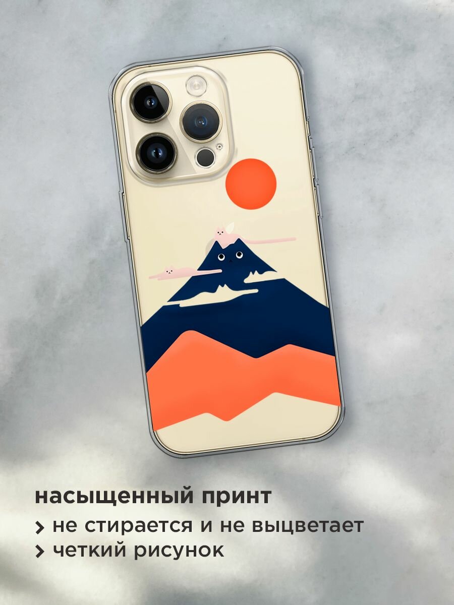Чехол на Apple iPhone 14 Pro / Айфон 14 Про с принтом "Кот-гора", прозрачный — фото 1