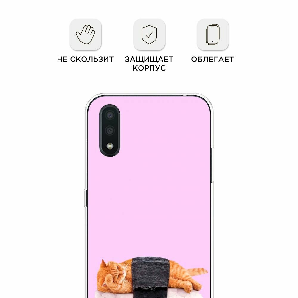 Чехол на Samsung Galaxy A01 / Самсунг Гэлакси А01 с принтом Рыжий кот суши — фото 1