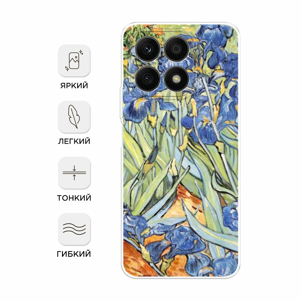 Силиконовый чехол на Honor X8A / Хонор X8A с принтом "Ирисы Ван Гог" — фото 1