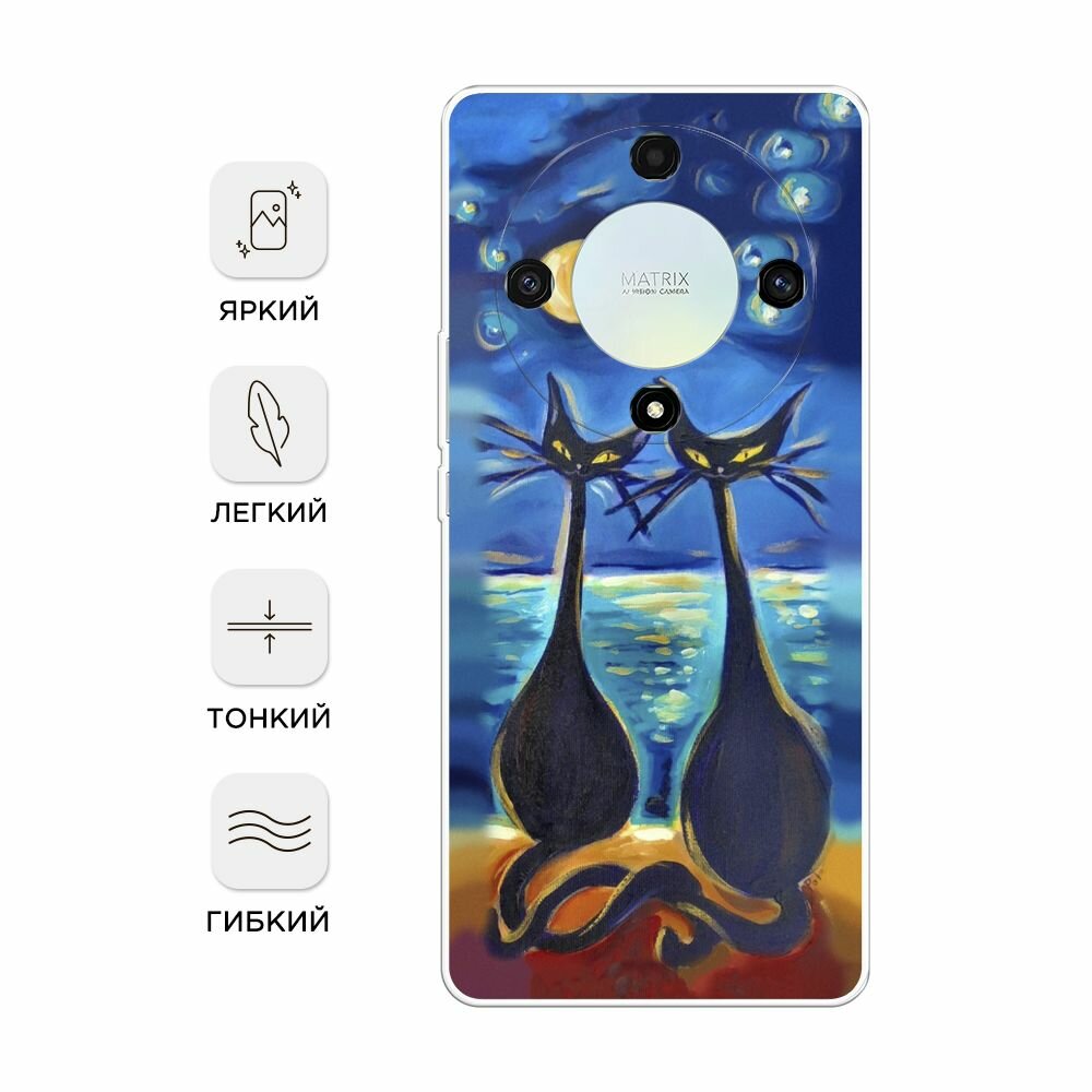 Чехол на Honor X9A / Хонор X9A с принтом "Влюбленные котики 7" — фото 1