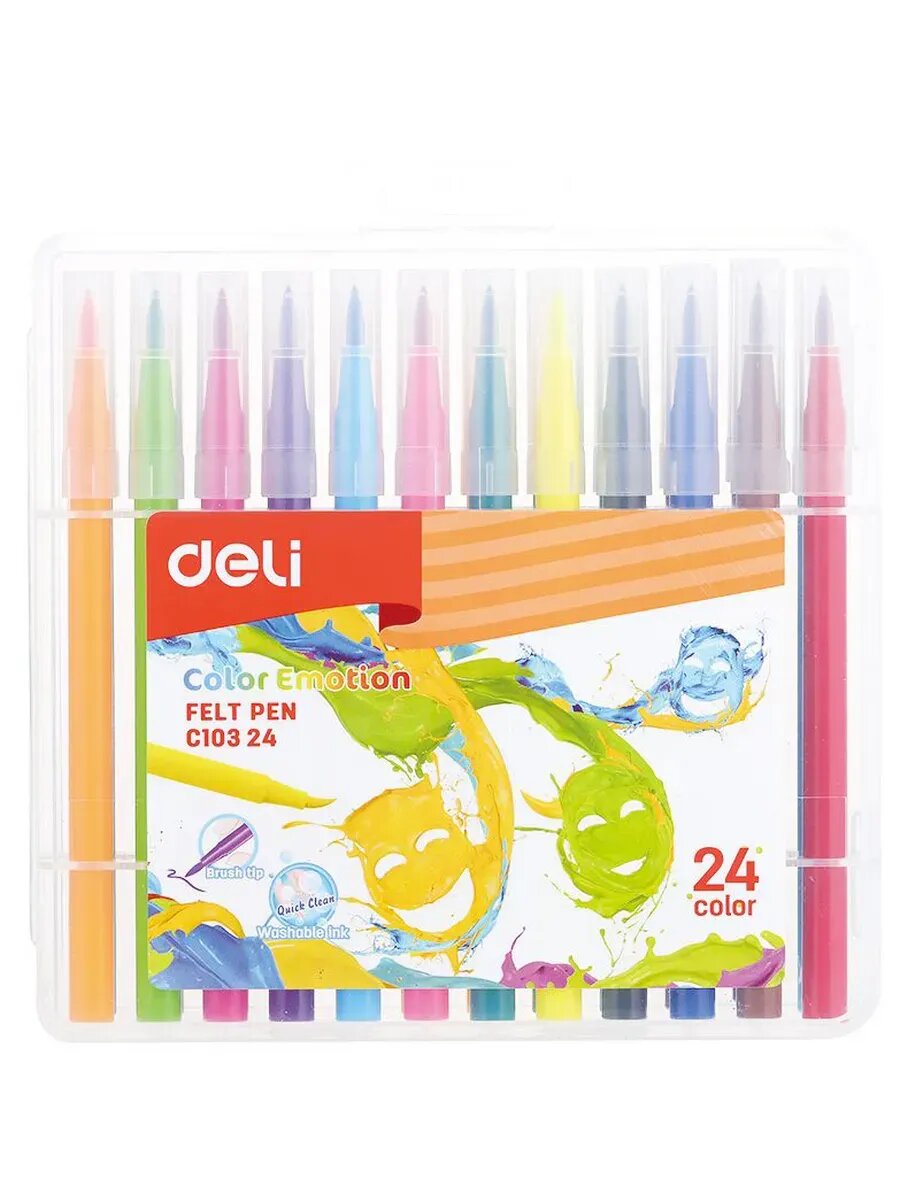 Фломастеры EC10324 Color Emotion кисть смываемые 24цв.